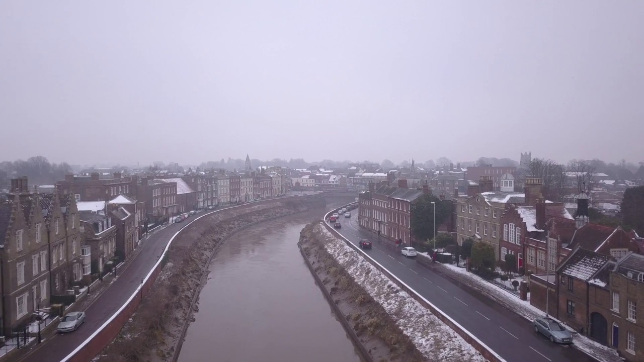 River Nene View of Snow Covered Wisbech, Cambridgeshire (2018) - DJI ...