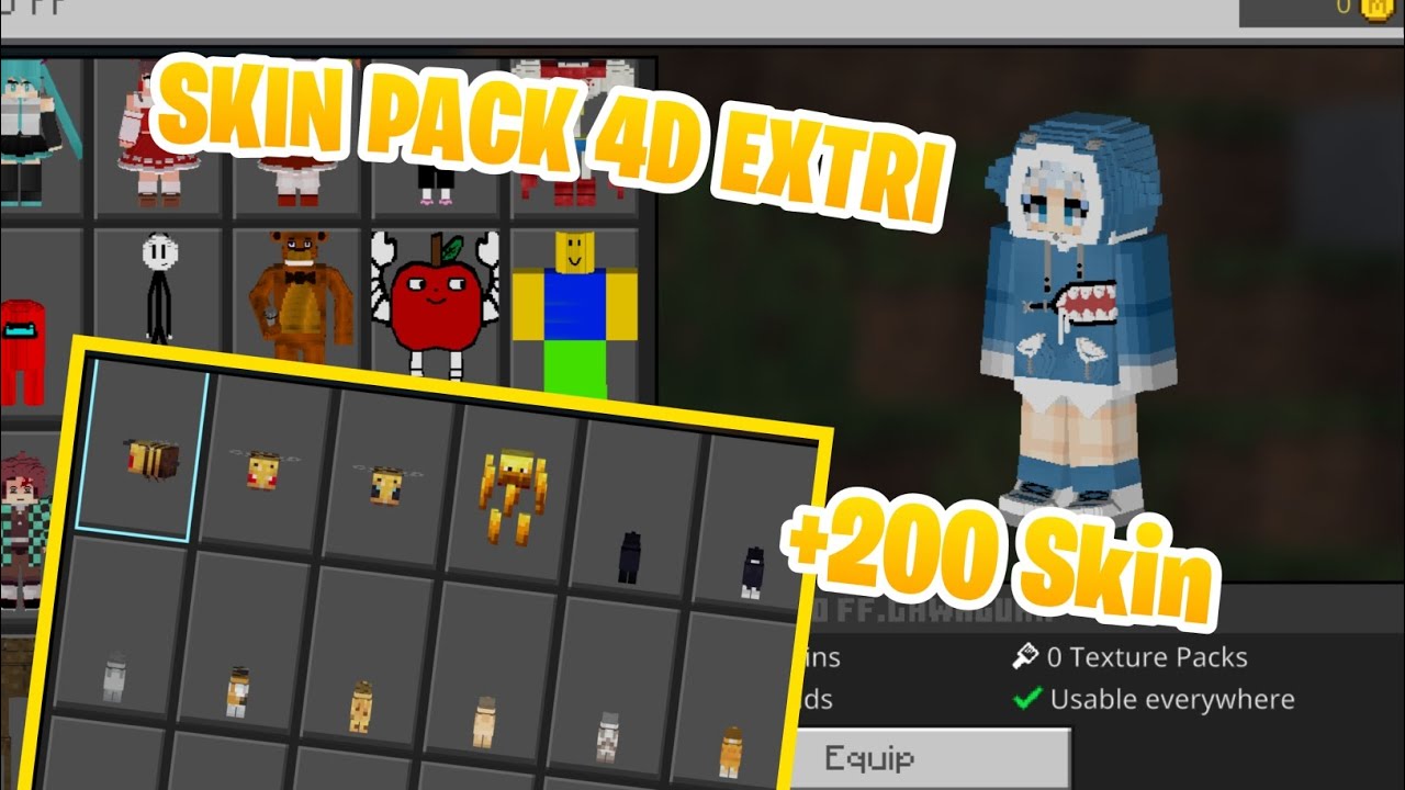 Skin Pack 4D Extra Ringan +200 Minecraft 1.20.41|work on server|no ...