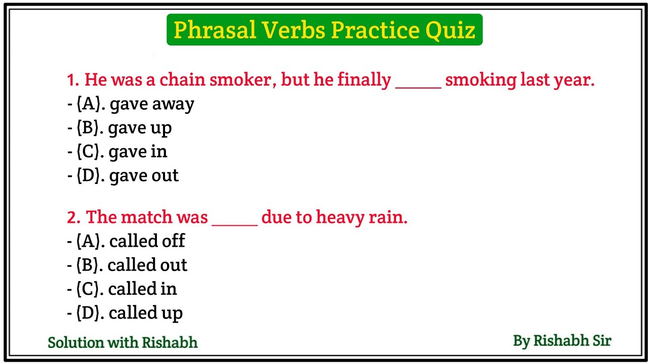 Phrasal Verbs in english grammar mcq | Phrasal Verbs quiz for all ...