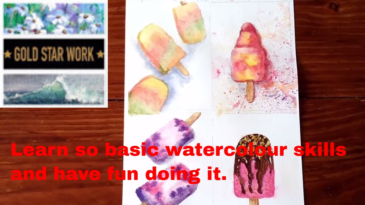 How To Paint Ice blocks in watercolour(Popsicle) - YouTube