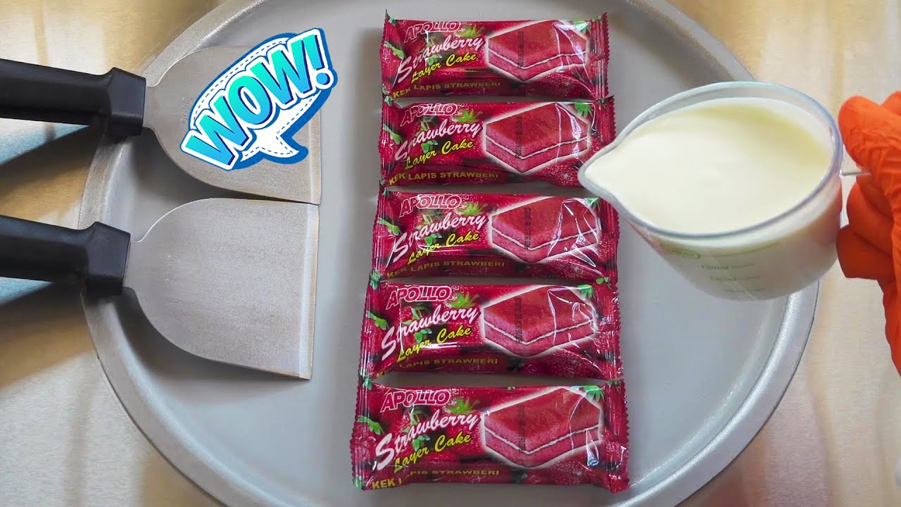 ASMR | APOLLO STRAWBERRY ICE CREAM ROLLS | Apollo is an all-time ...