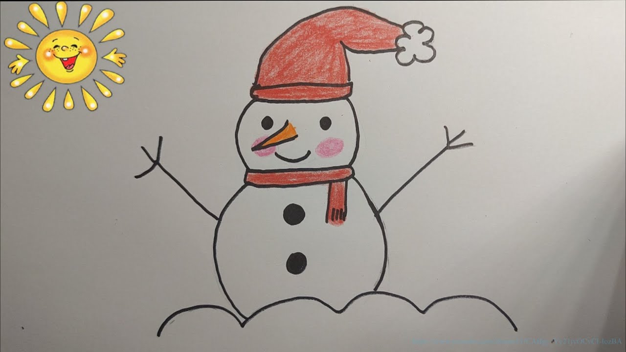 Як намалювати самий простий малюнок для дітей СНІГОВИК How To Draw A