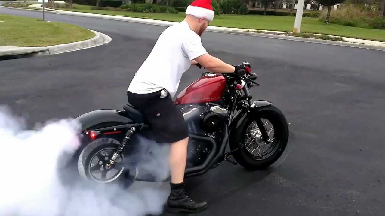 Burnout - Harley Davidson Forty Eight Sportster - YouTube