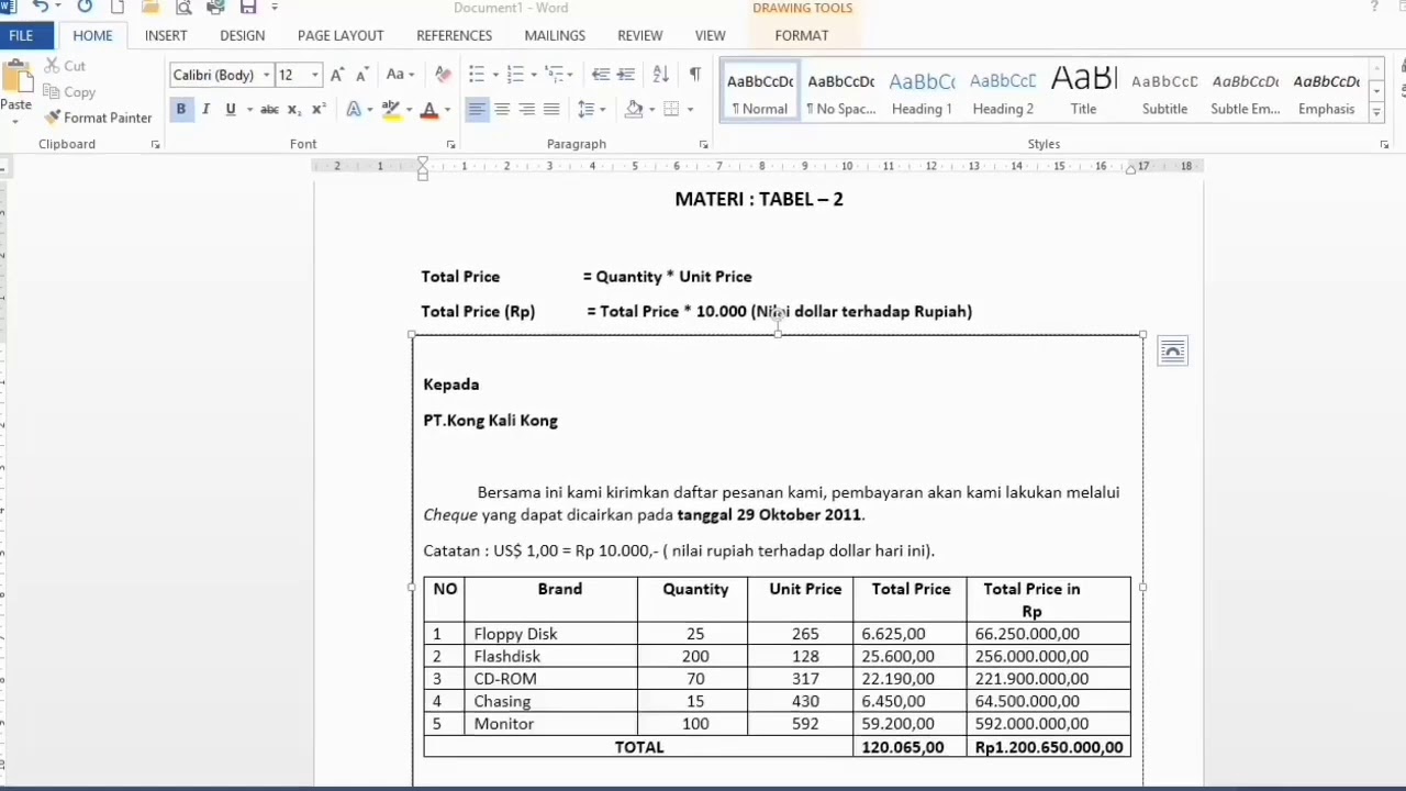 Cara Membuat dan Menggunakan Formula Pada Tabel Microsoft Word - Oleh ...