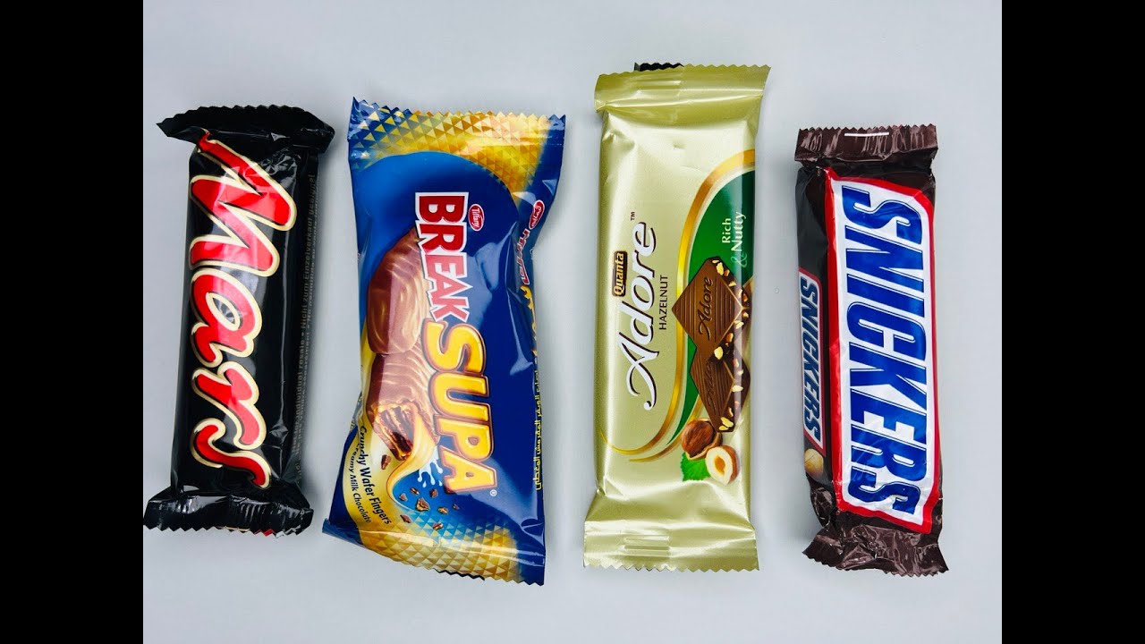Satisfying candy video #148 How to unpack SNICKERS, Adore Qunta Milk ...