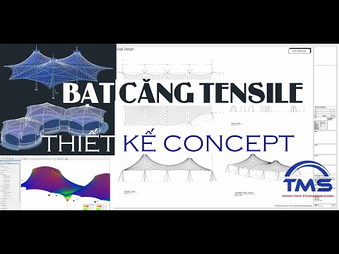 #TMS24 Mẫu thiết kế concept kiến trúc mái che bạt vải PVC/PVDF/HDPE kéo căng tensile by TMS