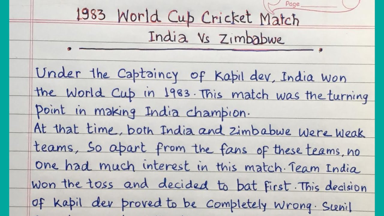 Article on 1983 World Cup India vs Zimbabwe match || 1983 world cup ...