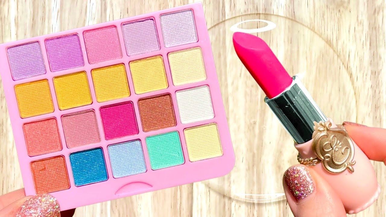 PINK Makeup Slime Mixing!! Satisfying LIPSTICK Slime Coloring!! Series ...