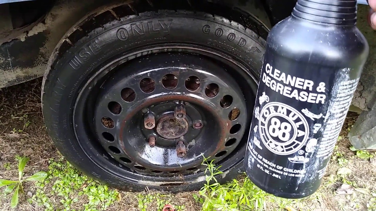 Formula 88 cleaner degreaser test review on dirty tire - YouTube