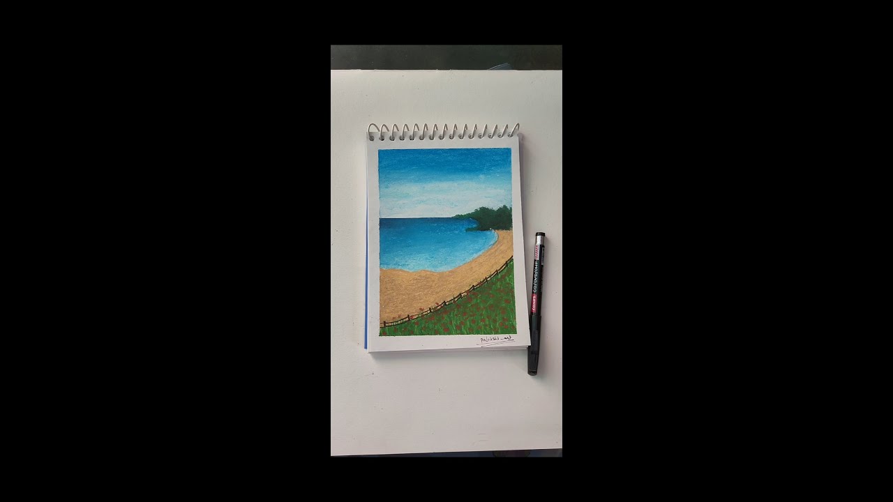 Easy Seascape drawing/soft pastel/Ocean Beach scenery drawing step by ...