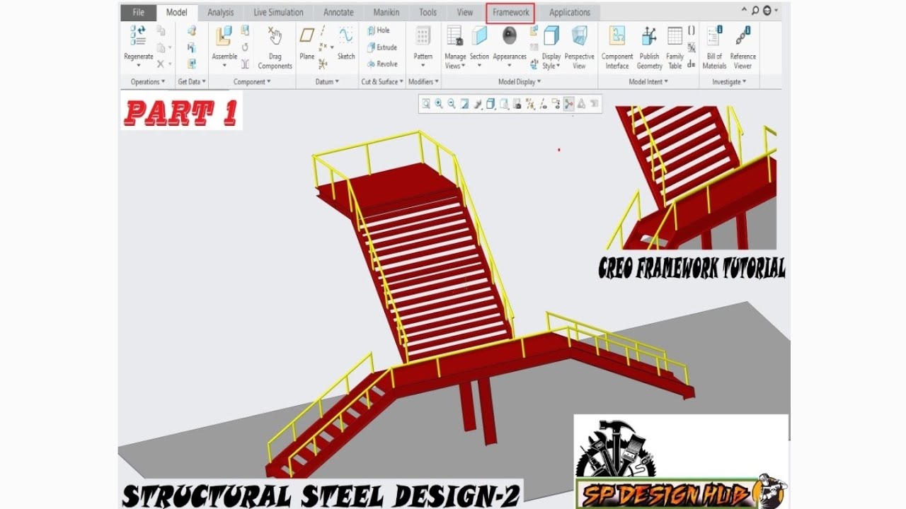 CREO FRAMEWORK TUTORIAL || STRUCTURAL STEEL DESIGN 2 [PART 1 ...