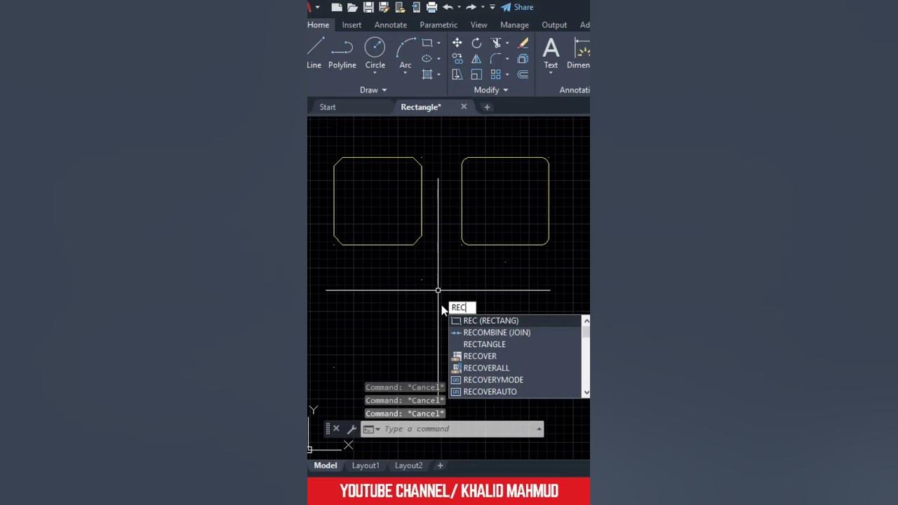 Rectangle command in AutoCAD #shorts - YouTube