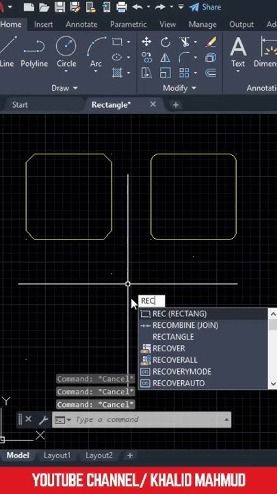 Rectangle command in AutoCAD #shorts - YouTube