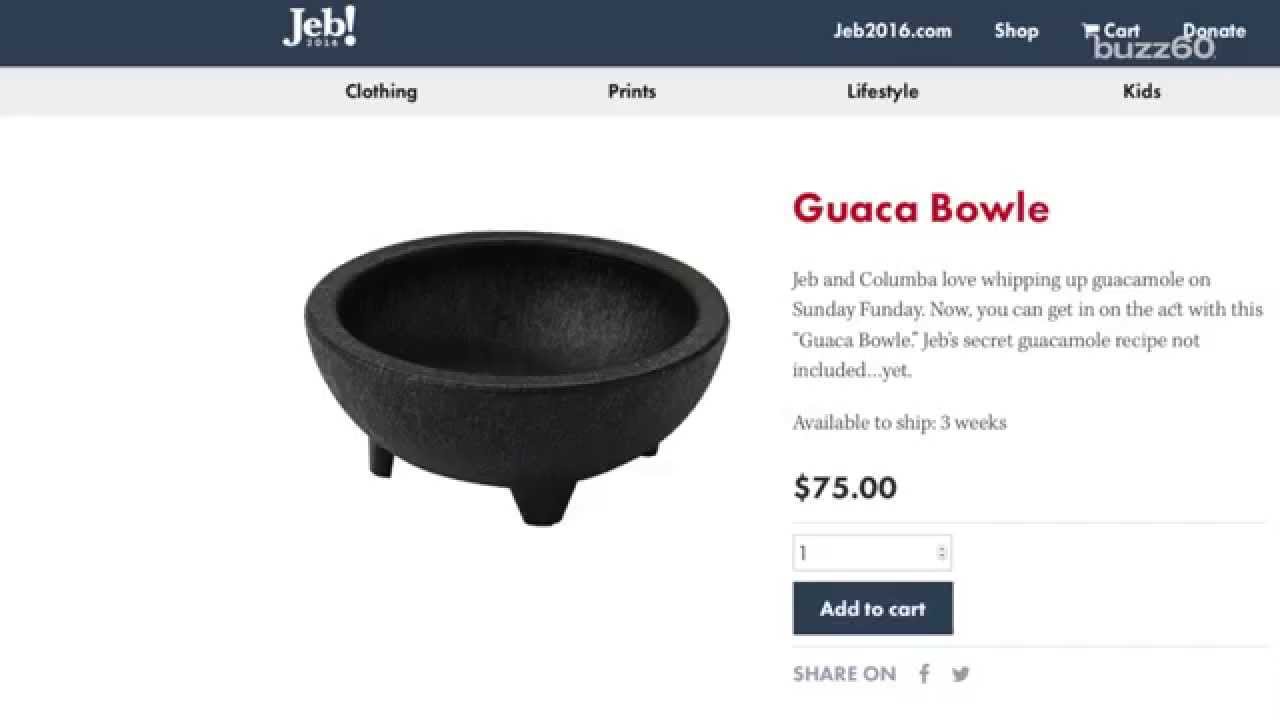 Jeb Bush's new campaign store sells a $75 guacamole bowl - YouTube