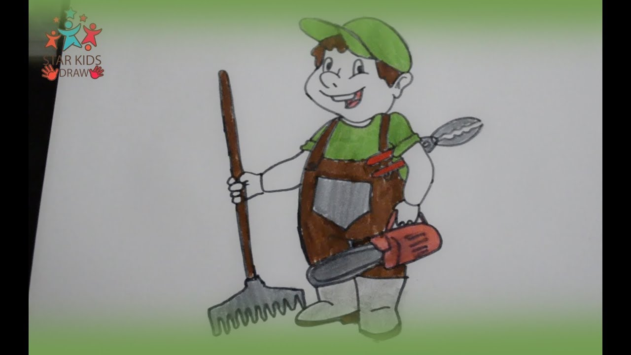 How to Draw Gardener - Drawing and Coloring - YouTube