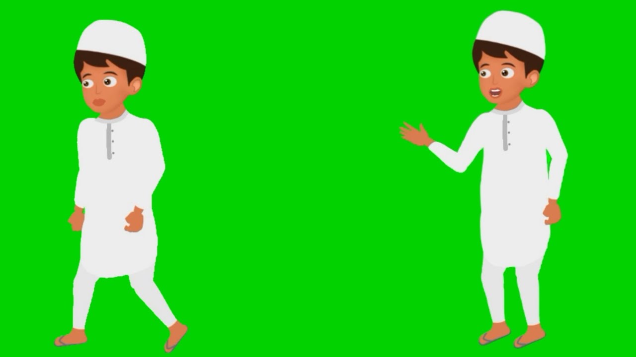 Green Screen Muslim Boy Cartoon Character Video/Green Screen Muslim ...