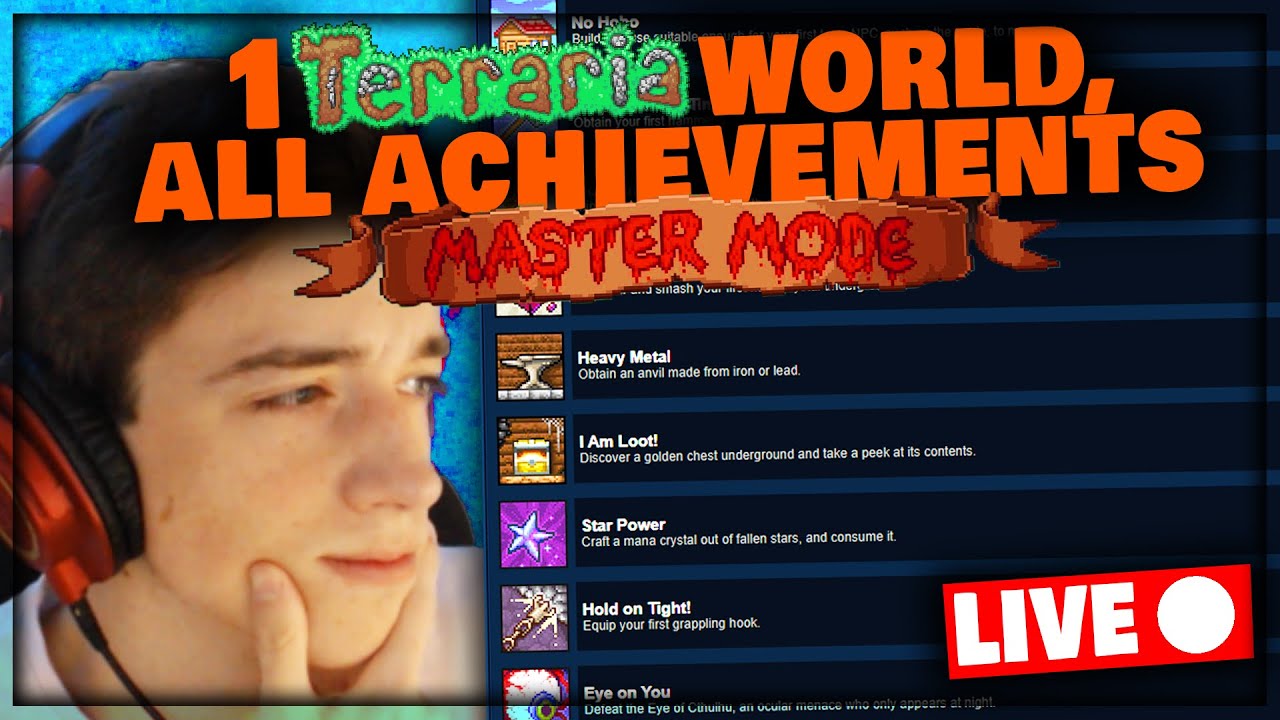Terraria MASTER MODE - All Achievements Challenge *LIVE* Part 15 - YouTube