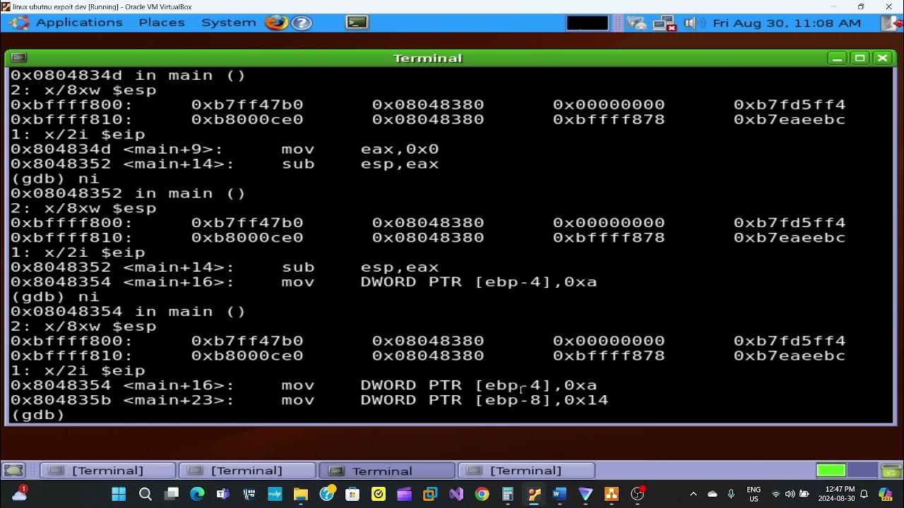 Stack creation. Using GDB to find variables within the stack for simple buffer overflow exploit ...