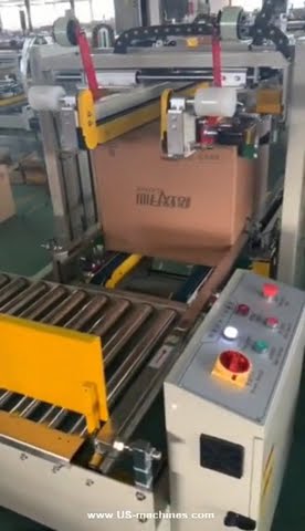 Automatic big carton H type tape packing machine box tapping video ...