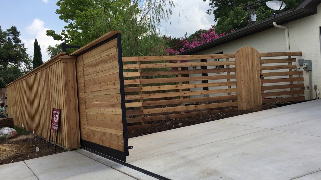 Motorized Wood Gate - Dallas, TX - YouTube