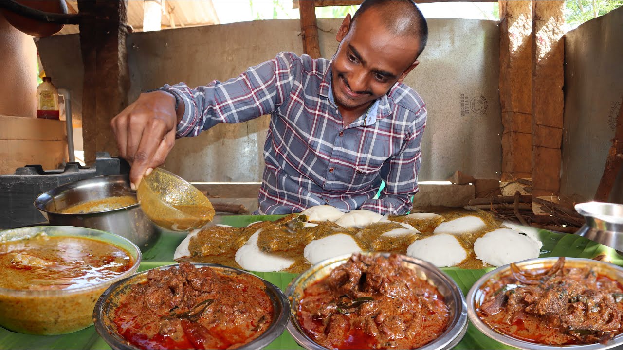 MUKBANG- வாழை இலையில் ஆட்டு குடல் , இட்லி - MUTTON BOTI, MUTTON CURRY ...