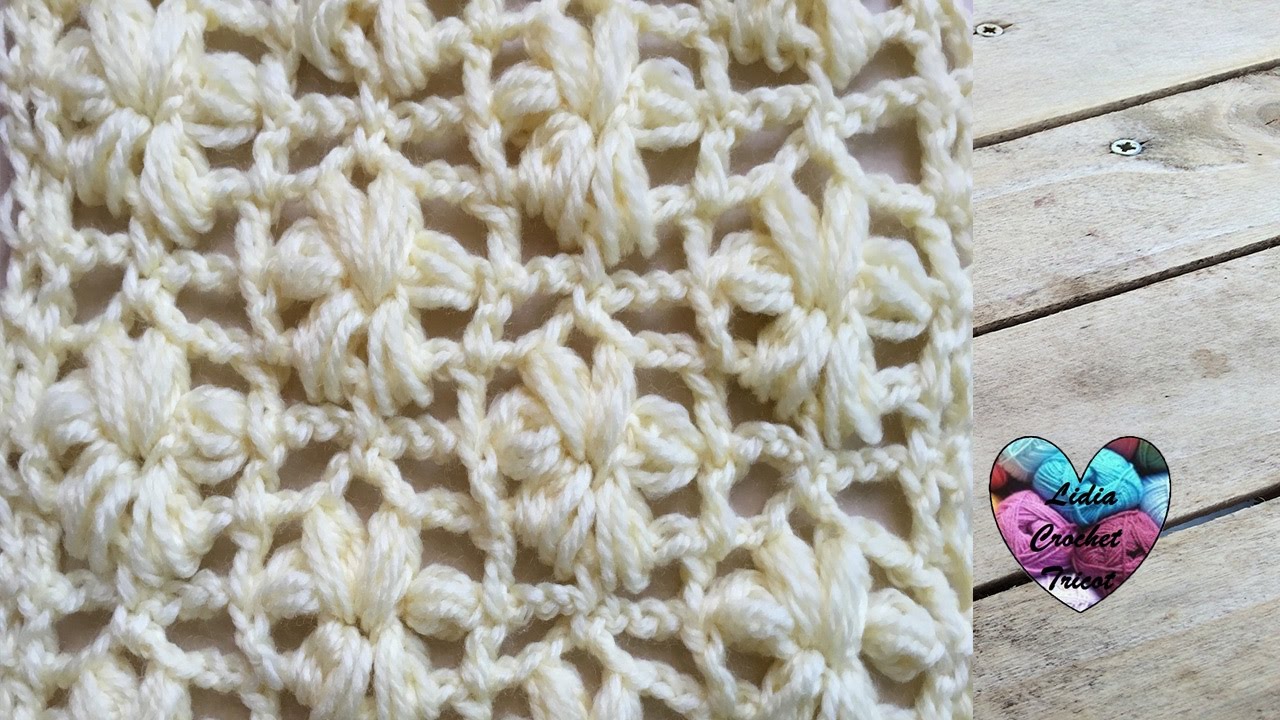 Crochet Point fleur puff facile / Punto flores puff tejido a crochet ...