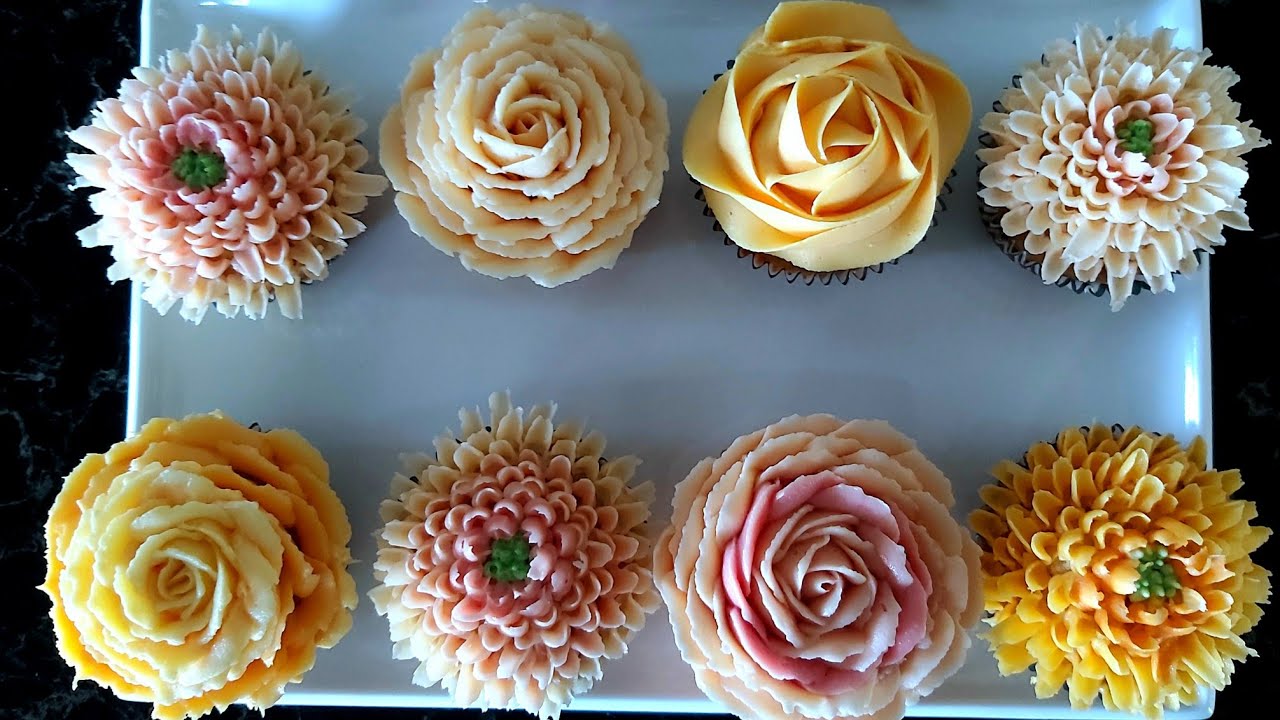 Cupcake Roses. Buttercream icing Roses. Cupcake design. Buttercream ...