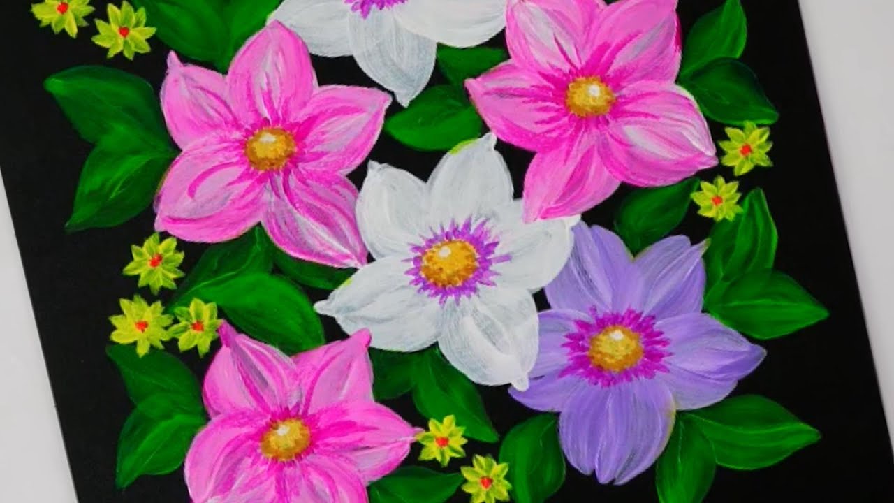 Colorful Flower Painting / Acrylic Painting for Beginners / Ree Art ...