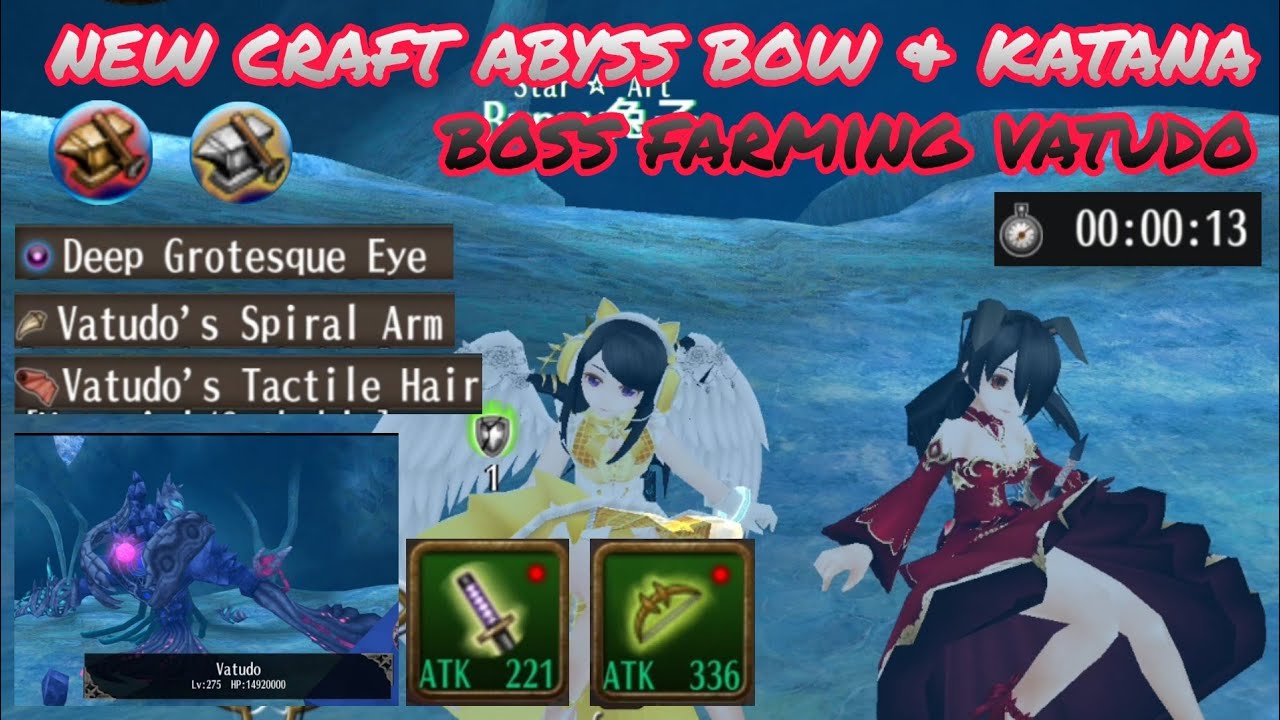toram online - new update crafting abyss bow & katana boss vatudo ...