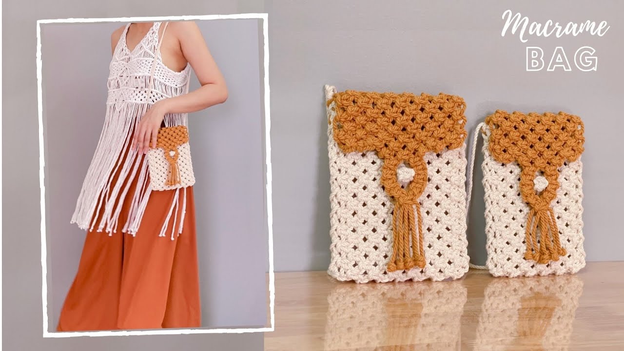 Macrame tutorial - Bag DIY #16 - Handmade phone bag - Mini bag - YouTube