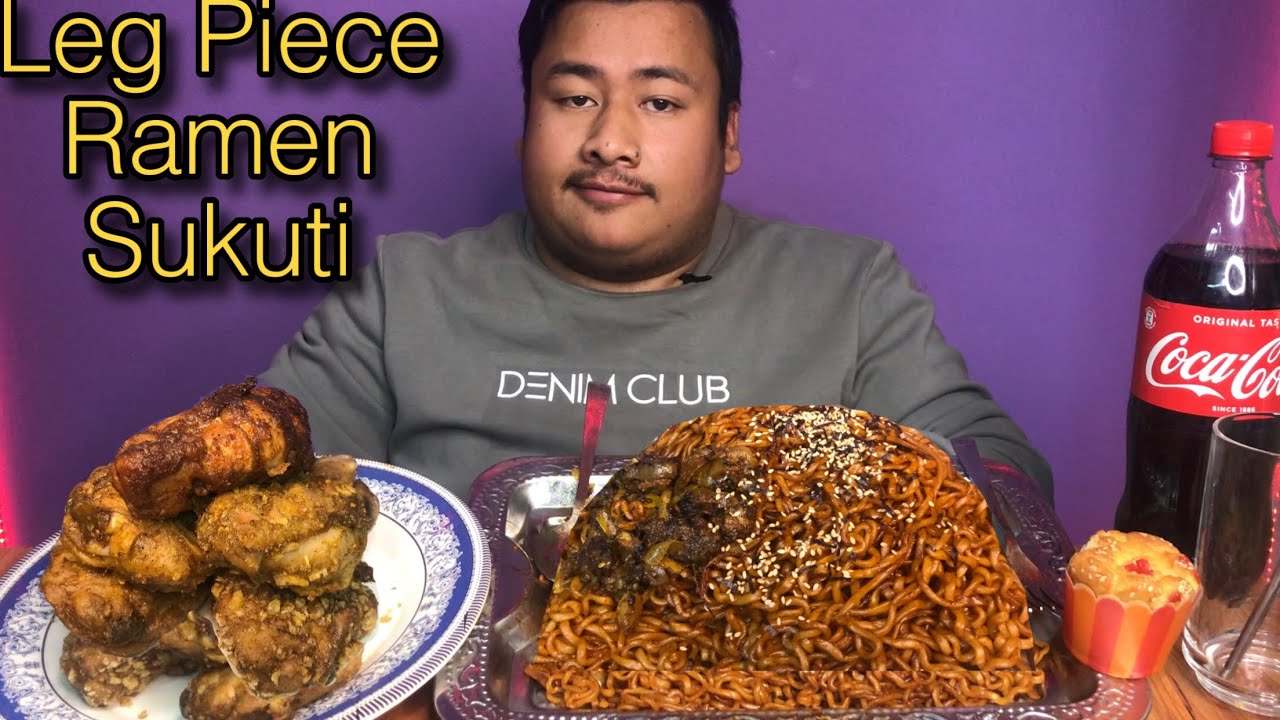 Spicy Ramen , Buff Sukuti , Chicken Leg Piece and Cup Cake | Nepali ...