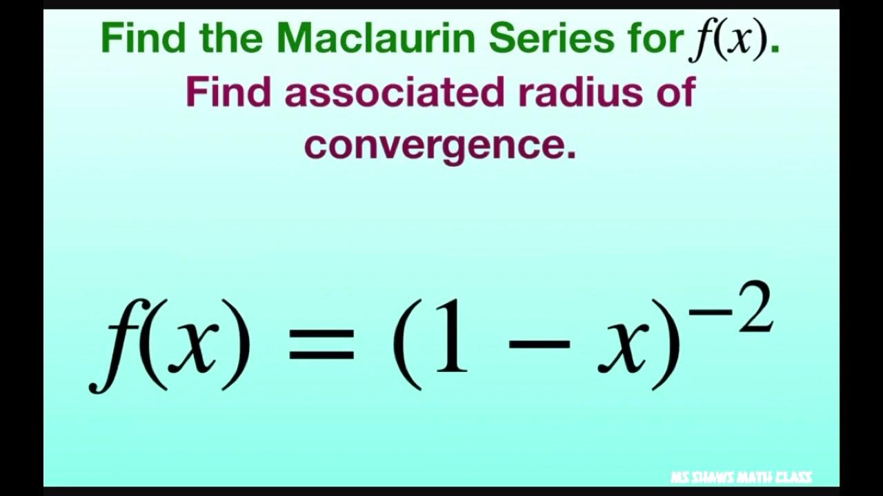 Find the Maclaurin series for f(x) = (1-x)^(-1) and associated radius of convergence - YouTube