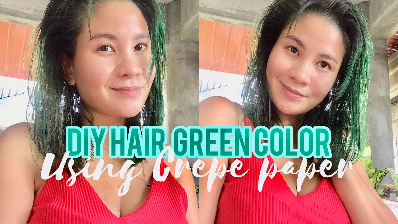 DIY HAIR COLOR GREEN using CREPE PAPER| Nene MCE Vlog - YouTube