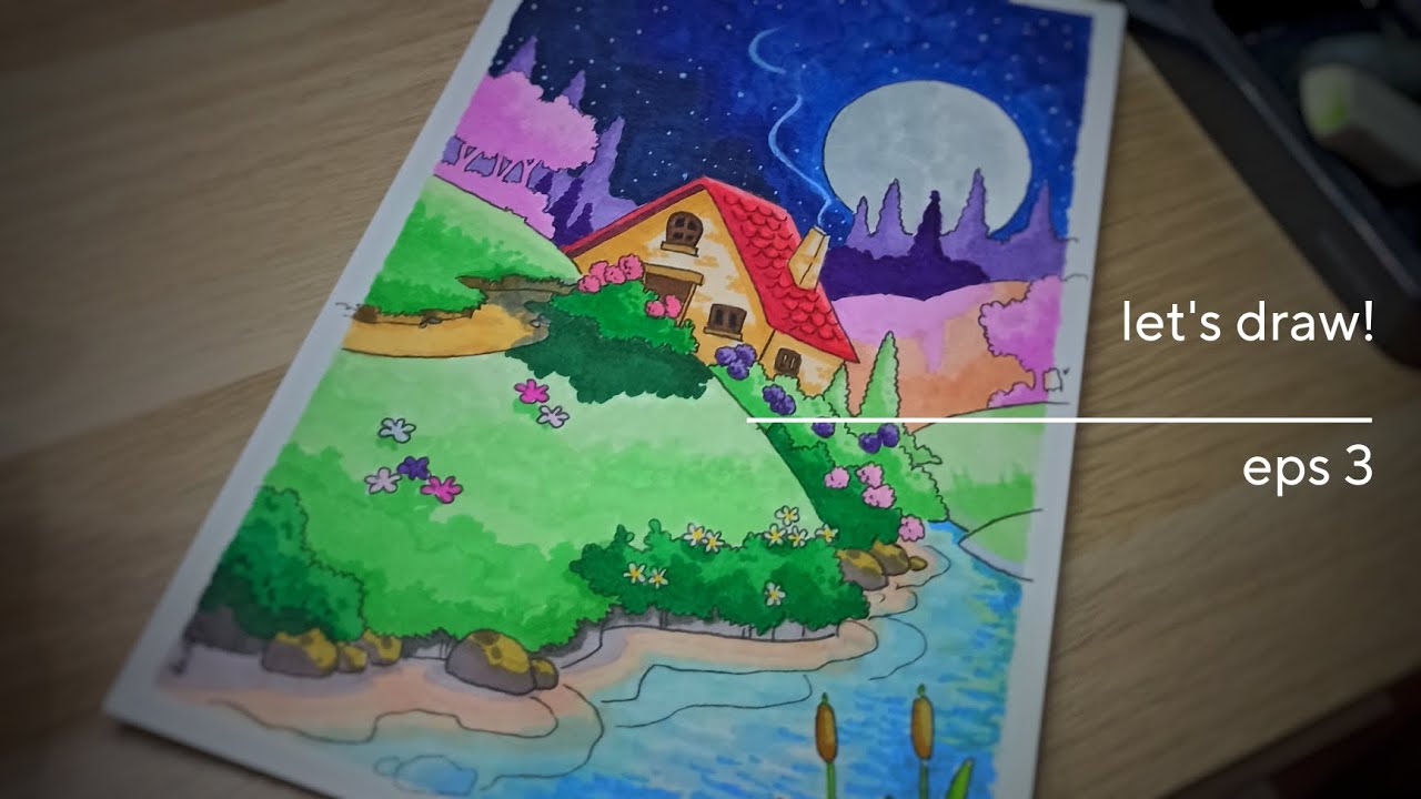 Let's draw! Calm Night - YouTube