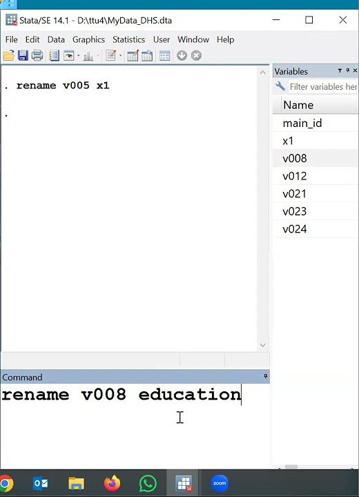 How to rename variable in Stata #renamevariable #stata #changevariable - YouTube