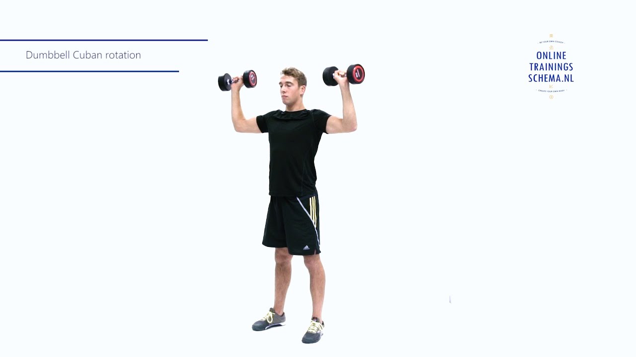 Dumbbell Cuban Rotation - Onlinetrainingsschema.nl - YouTube