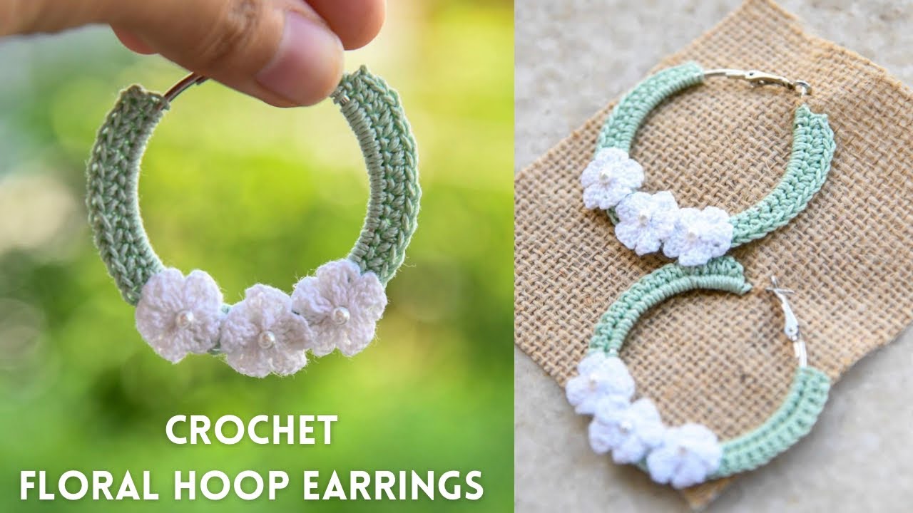 CROCHET Floral Hoop Earrings | Step by step tutorial - YouTube