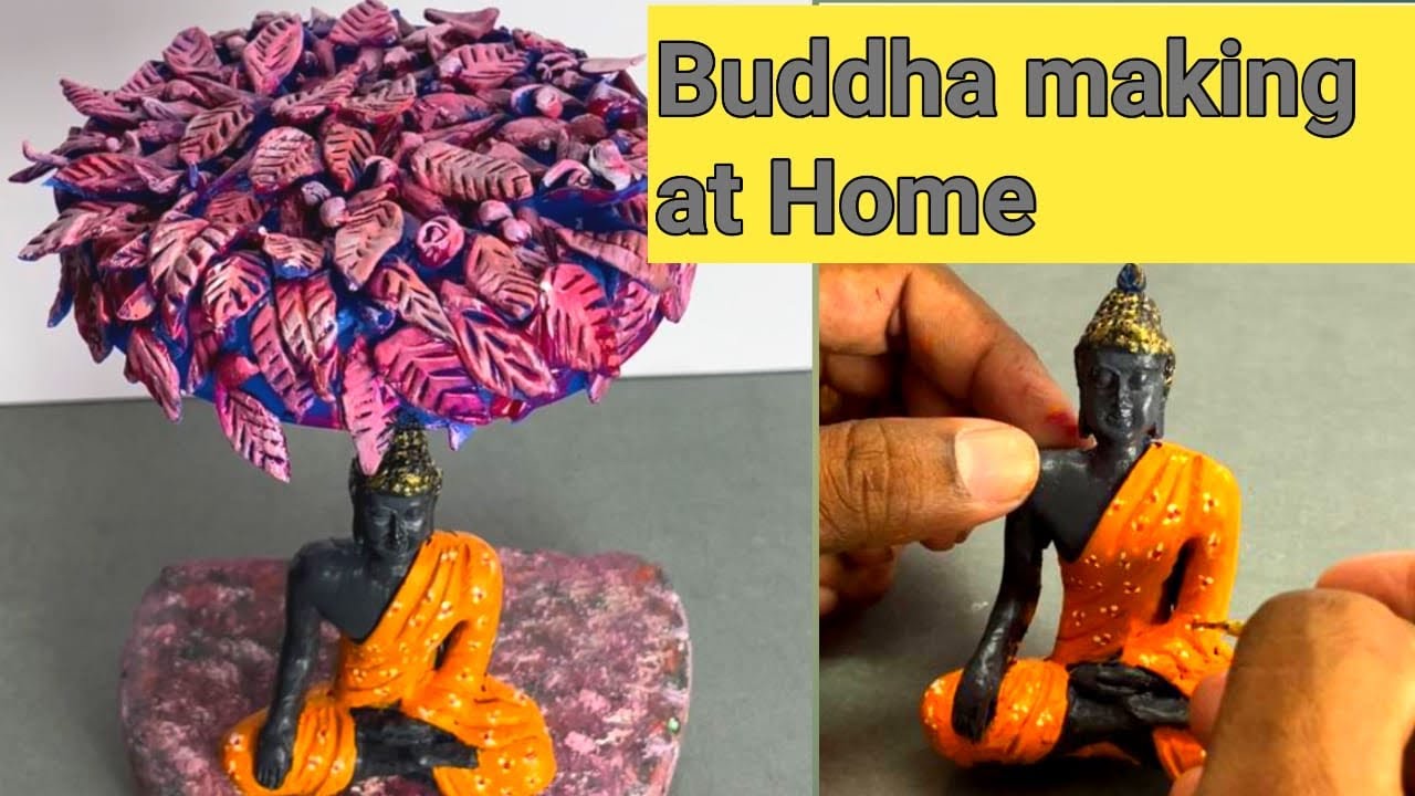 Buddha making at home | Small Buddha using clay | Buddha showpiece ...