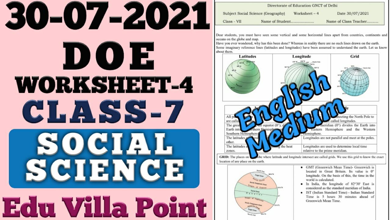 Class 7 Worksheet 4 Social Science English Medium| 30 Jul 2021 | Class ...