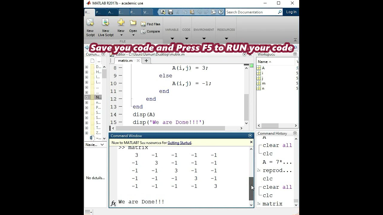 How To Create Matrix In MATLAB Using For Loop If else Statement How To Create Matrix In MATLAB Using For Loop If else Statement