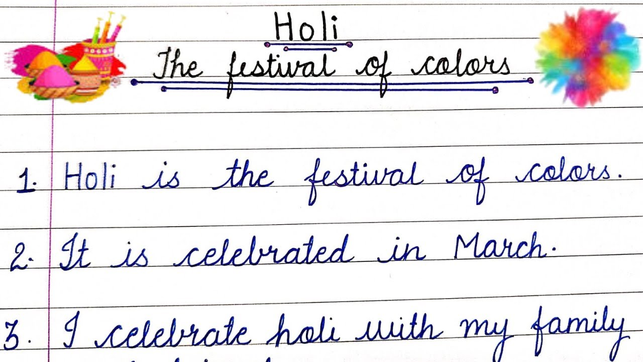 Perfect Cursive Writing on Holi Festival in Just 10 Lines | Cursive ...