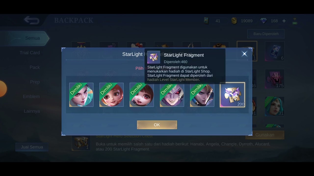 StarLight Hero Selection Chest Hero ada Lima 5 Dimiliki OK ambil StarLight Fragment 200 OK - YouTube