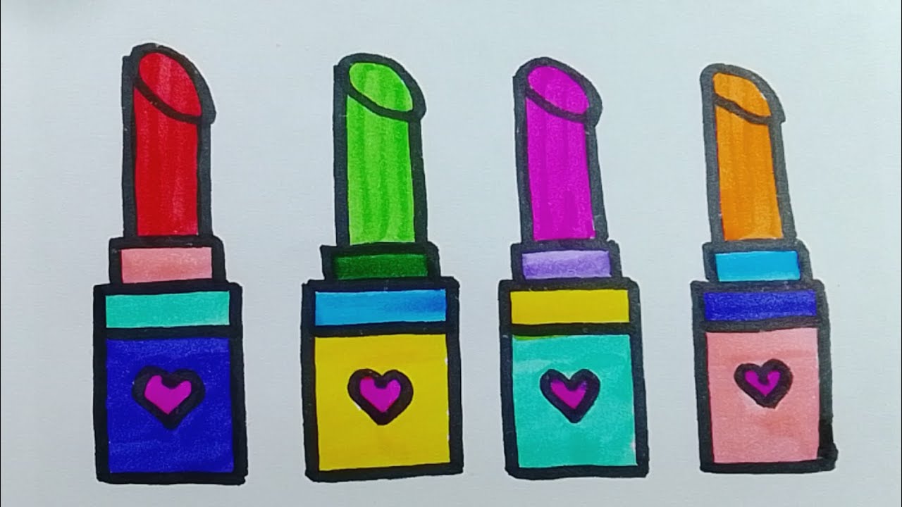 লিপস্টিক আঁকা ll How to draw lipstick step by step ll Lipstick drawing ...
