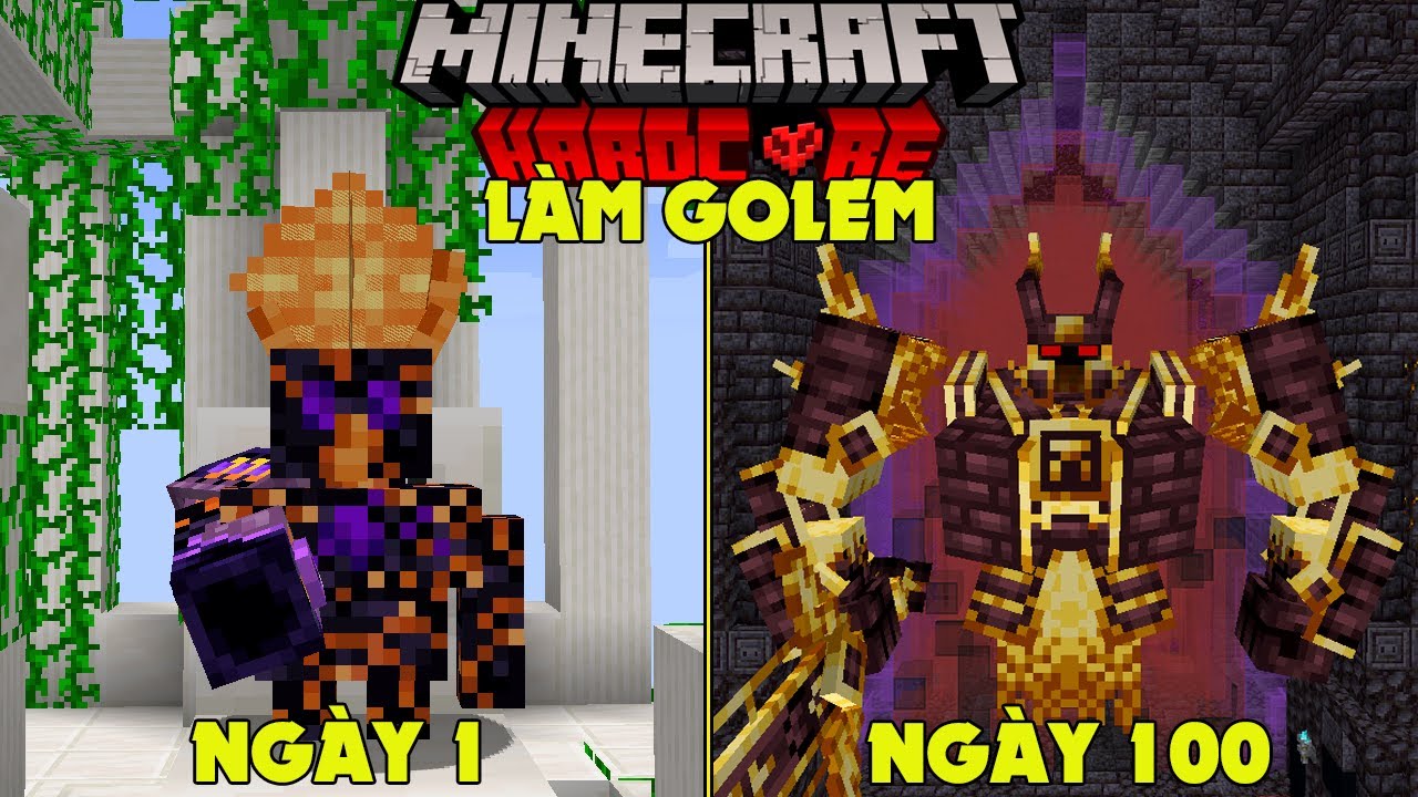 RAKYVN LÀM GOLEM SINH TỒN 100 NGÀY TRONG MINECRAFT SIÊU KHÓ ! - YouTube
