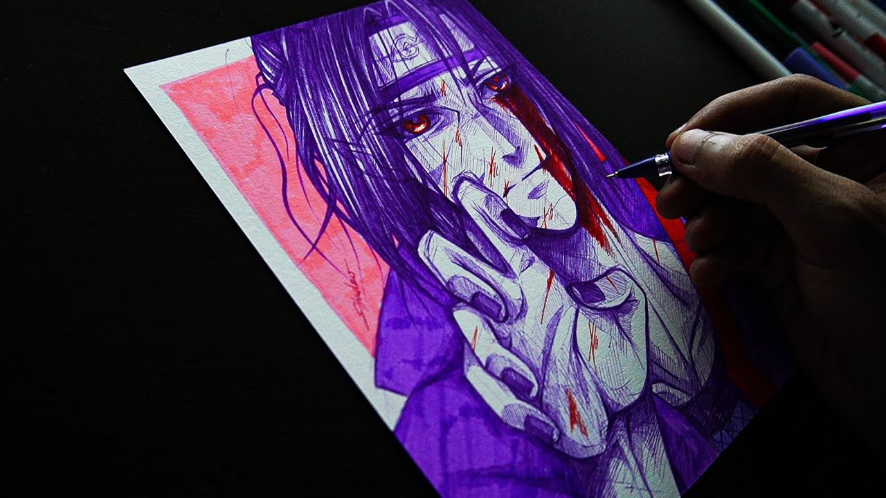 Ball Pen Sketch Of Itachi Uchiha [ Naruto Shippuden ] - YouTube
