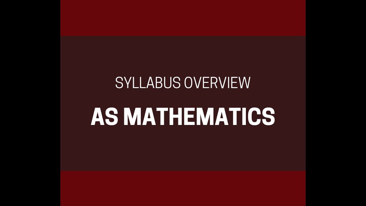 Ace Academy || 9709 || Mathematics Syllabus Overview || AS Level - YouTube