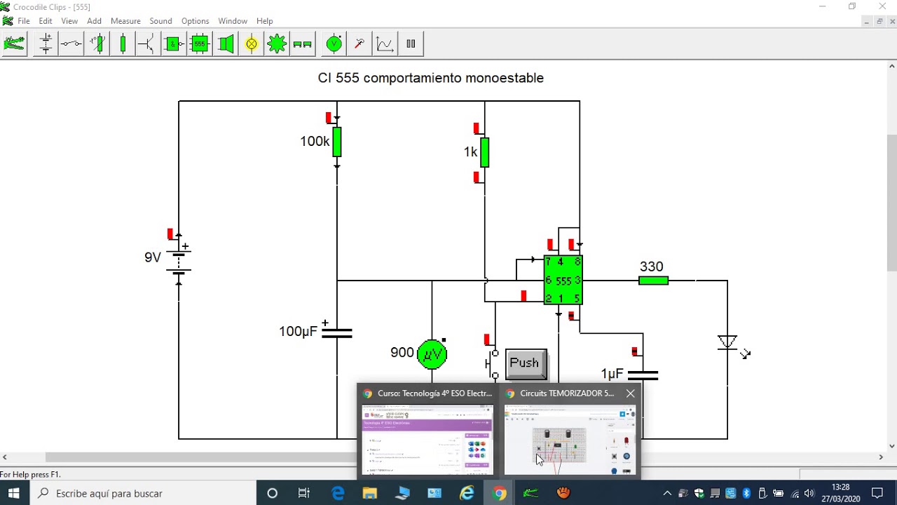 CI 555 monoestable Tinkercad - YouTube