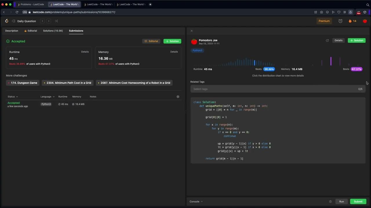 Pomodoro Joe - LeetCode 62 - easy - - YouTube