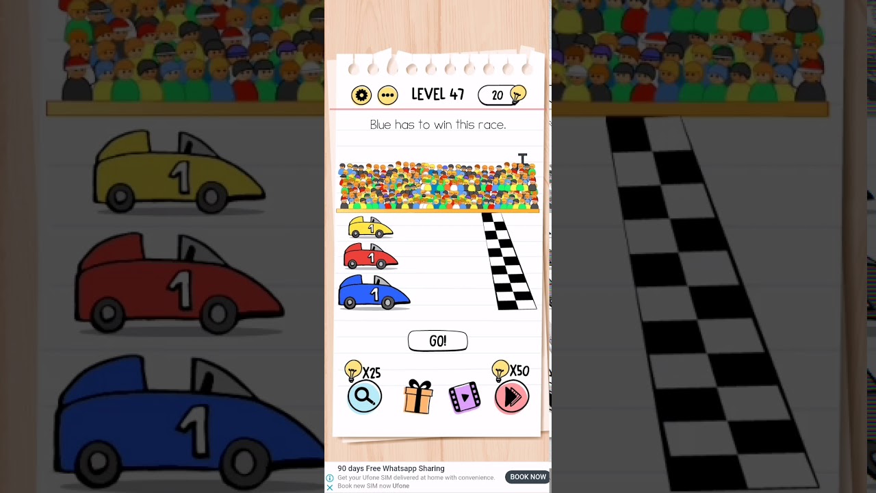 Brain test Level 47 blue has to win the race Walkthrough - YouTube
