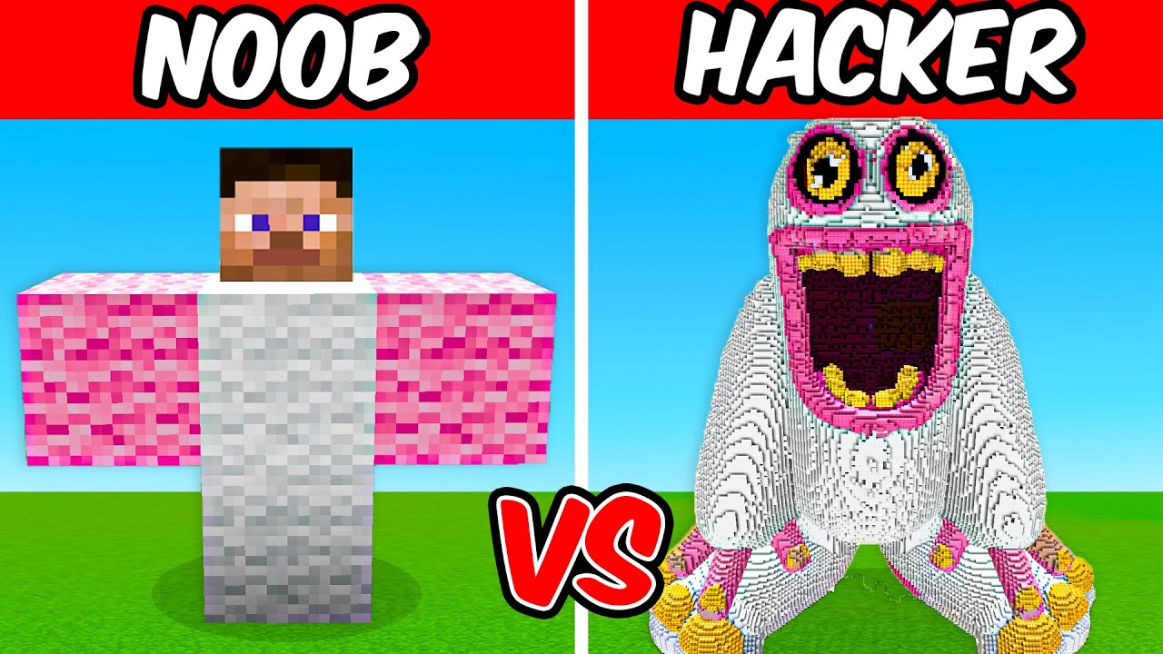 NOOB VS HACKER: SINGING MONSTERS Build Challenge (Minecraft) - YouTube